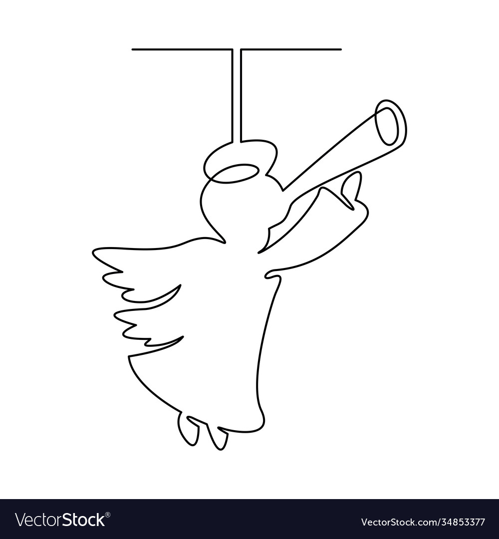 Angel continuous line Royalty Free Vector Image