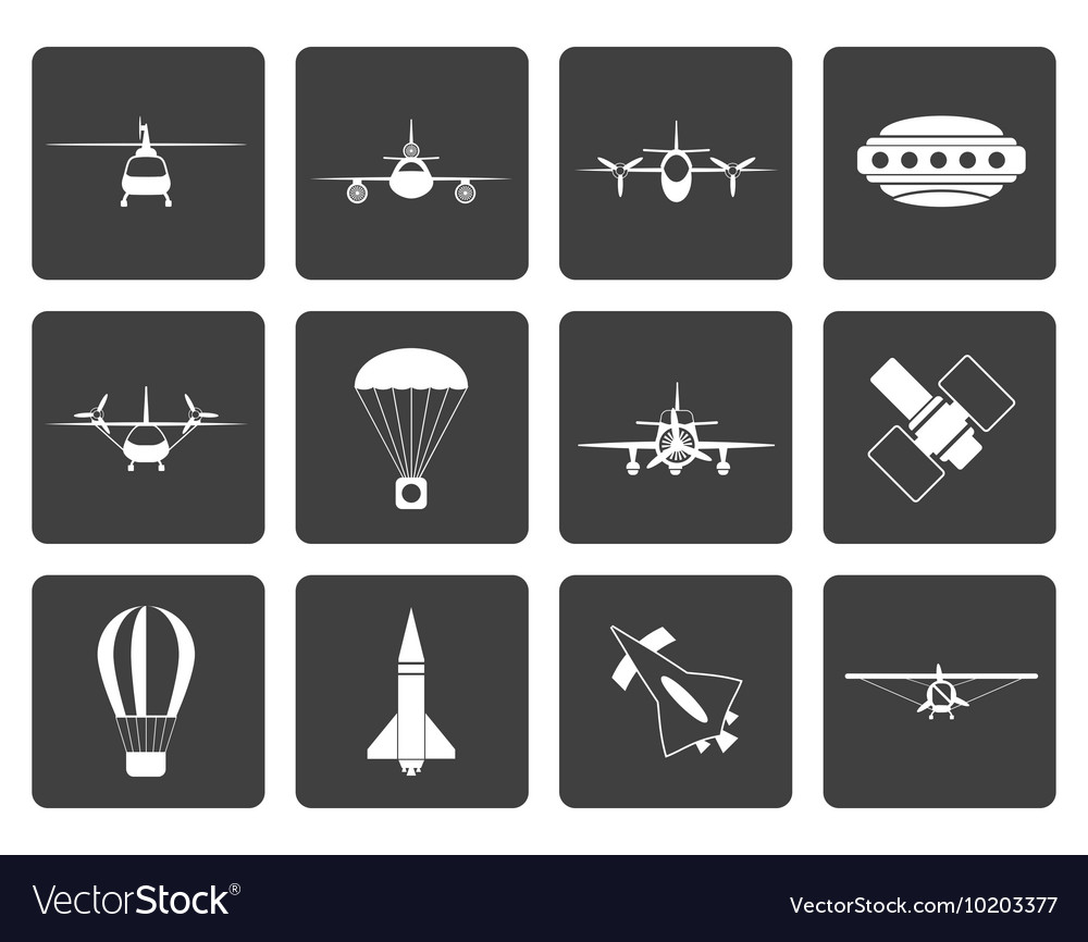 Black different types aircraft Royalty Free Vector Image Black different types aircraft Royalty Free Vector Image