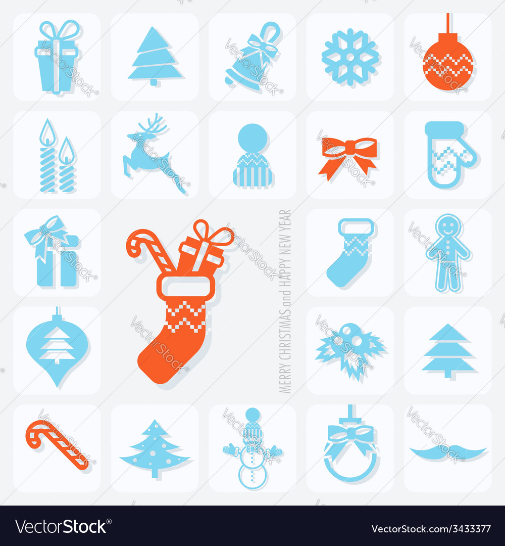 Christmas icons set Royalty Free Vector Image - VectorStock