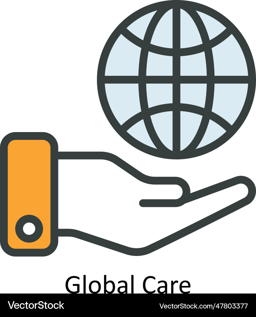 Global care fill outline icon design illust Vector Image