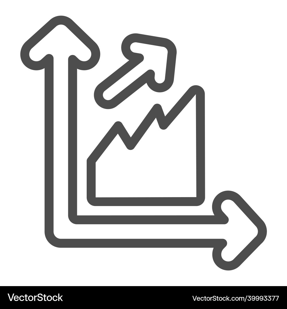 Graph and growth curve with arrow line icon Vector Image