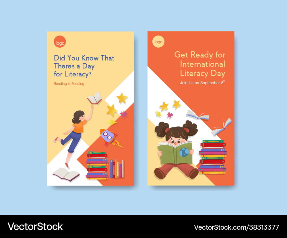 Instagram template with international literacy Vector Image