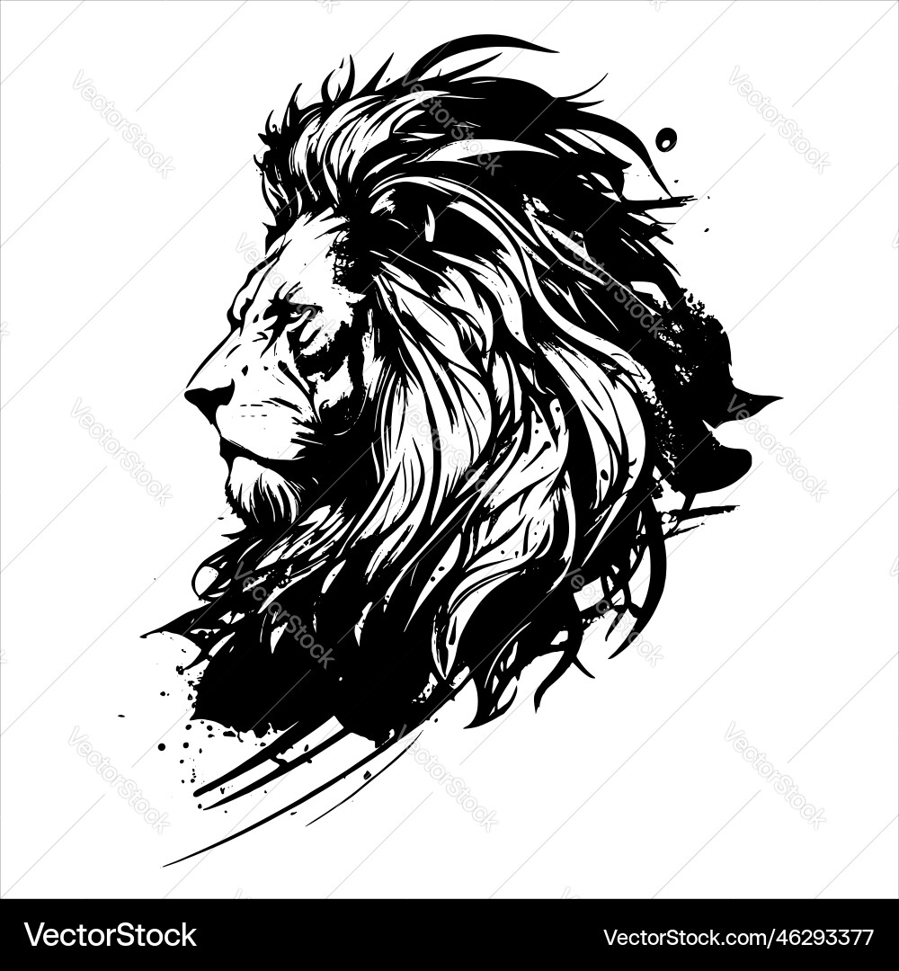 Lion sketchy graphical black and white portrait Vector Image