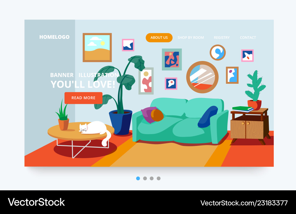 Living room interior room site banner Royalty Free Vector