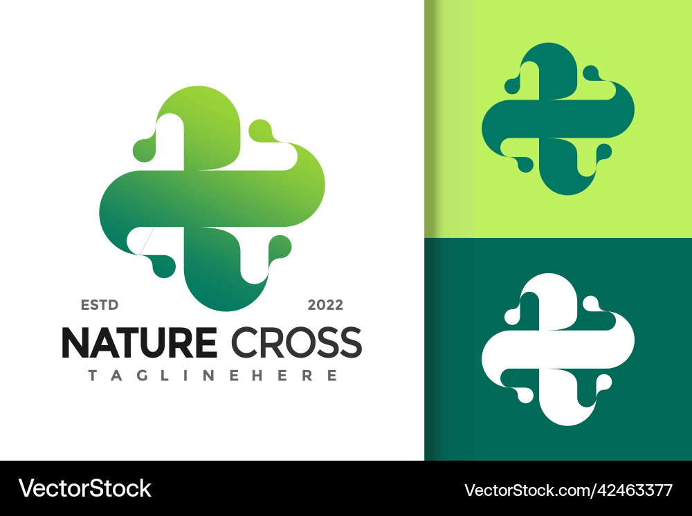 Nature cross company logo design template Vector Image