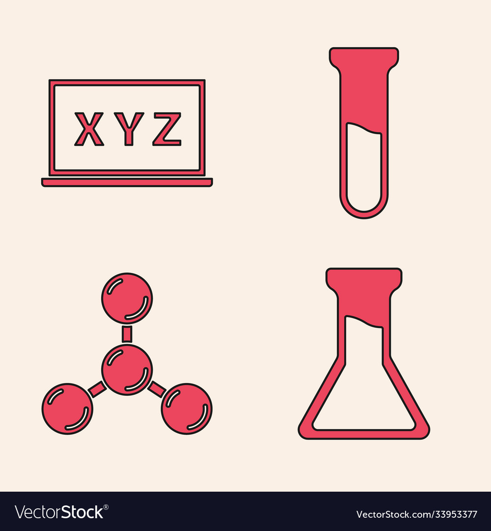 Set Test Tube And Flask Xyz Coordinate System Vector Image