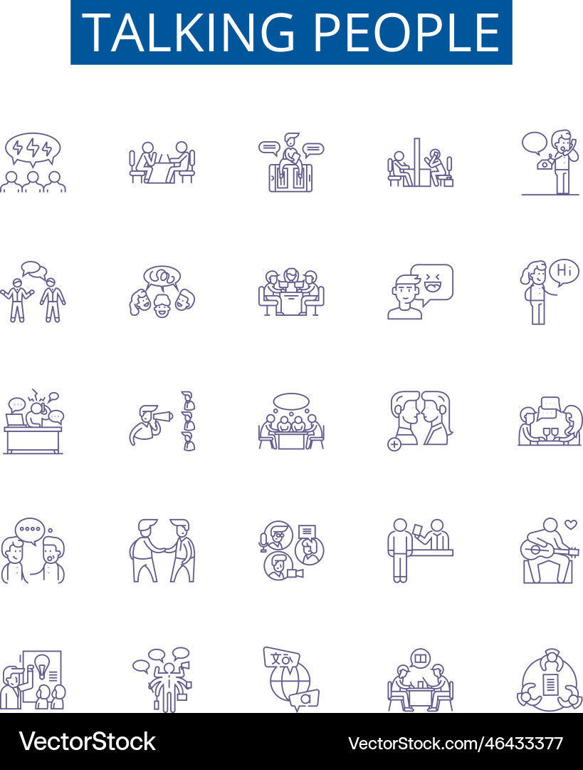 Talking people line icons signs set design Vector Image