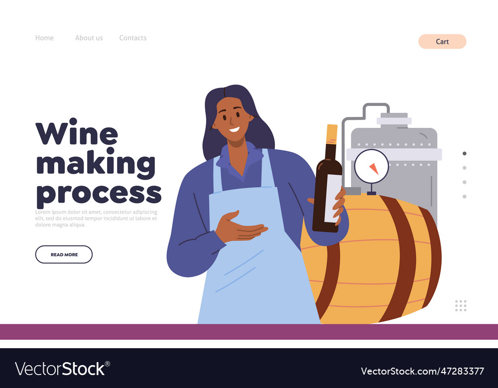 Wine making process landing page design template Vector Image