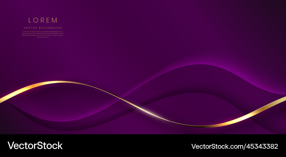 Abstract 3d curved violet and gold ribbon Vector Image