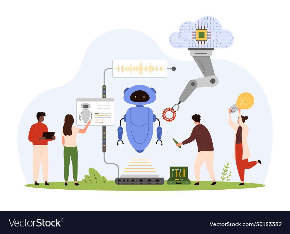 Ai automation smart robot construction technology Vector Image