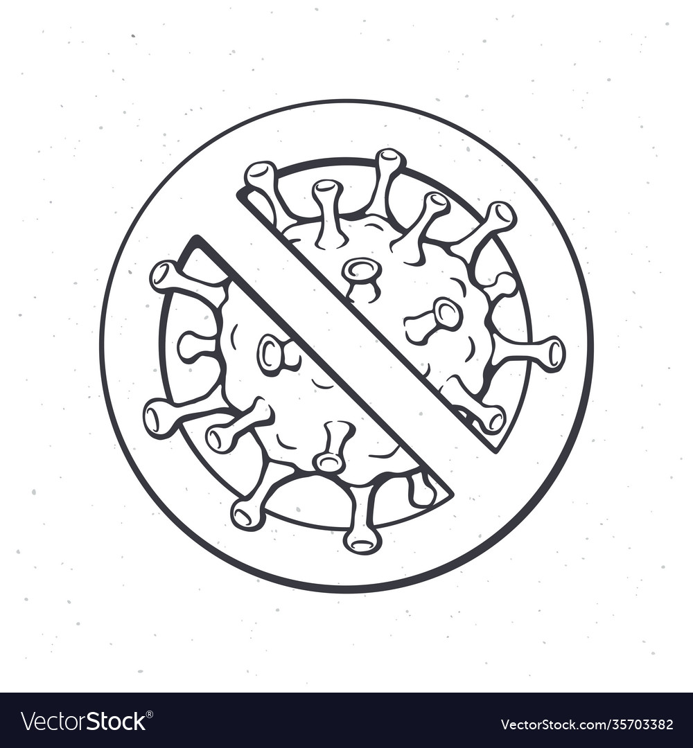 Coronavirus cell in prohibition sign Royalty Free Vector Coronavirus cell in prohibition sign Royalty Free Vector