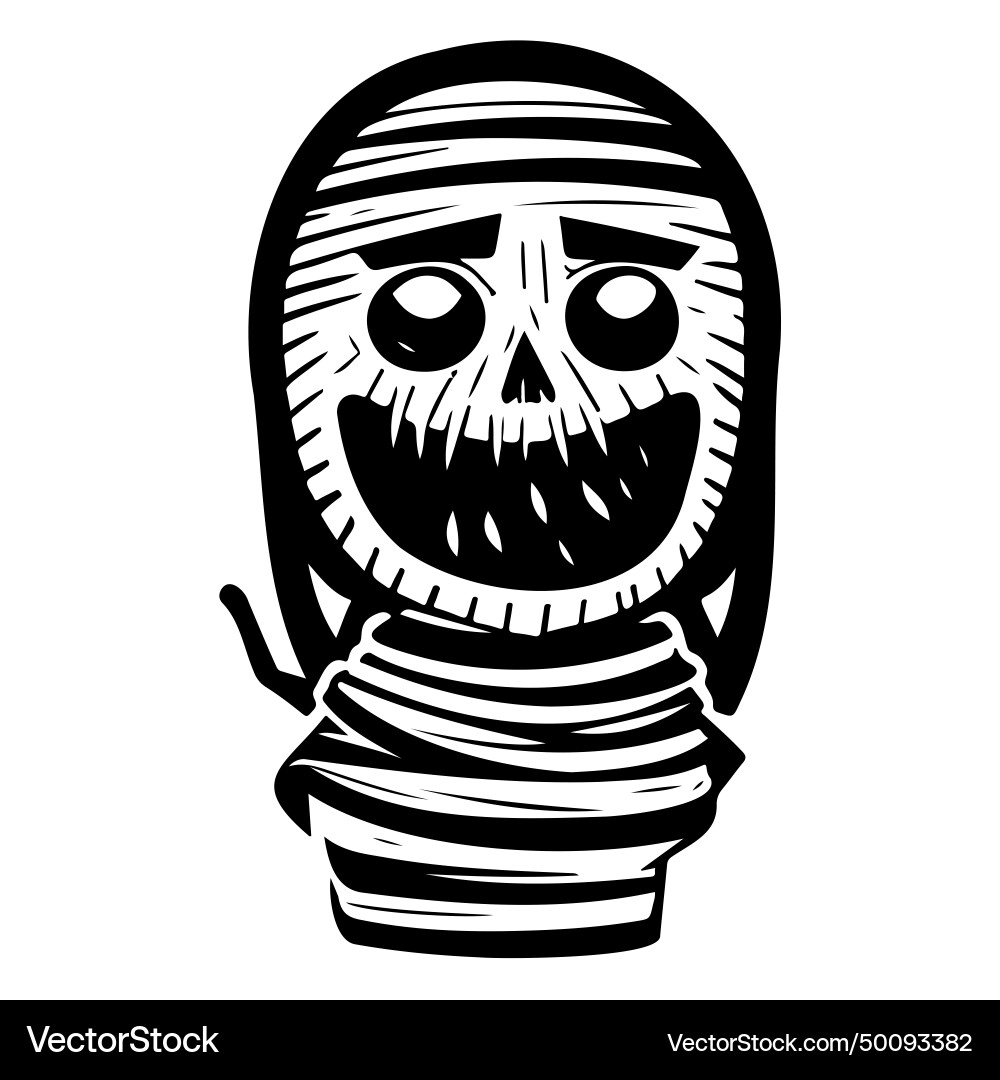 Halloween mummy scary sketch draw Royalty Free Vector Image