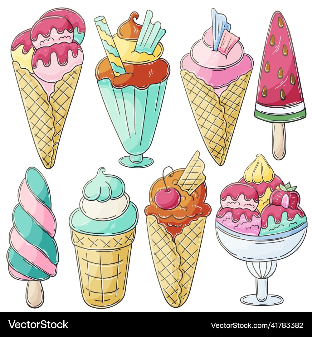 In hand draw style sweet dessert graphic element Vector Image