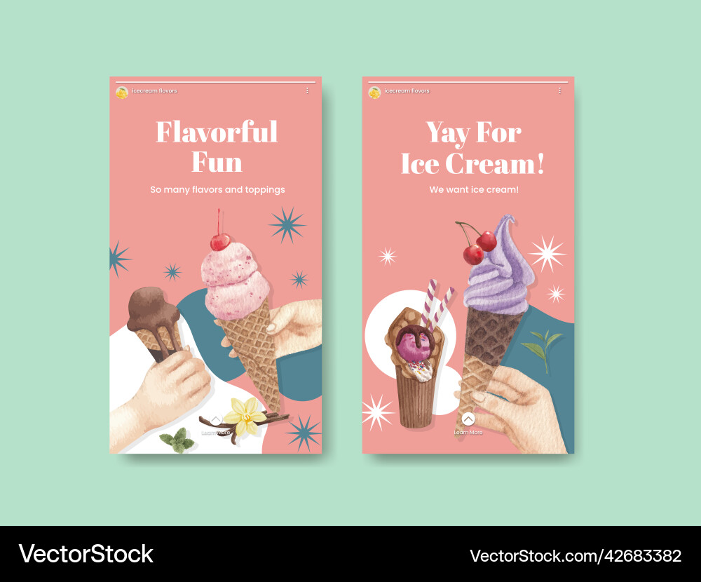 Instagram template with ice cream flavor Vector Image