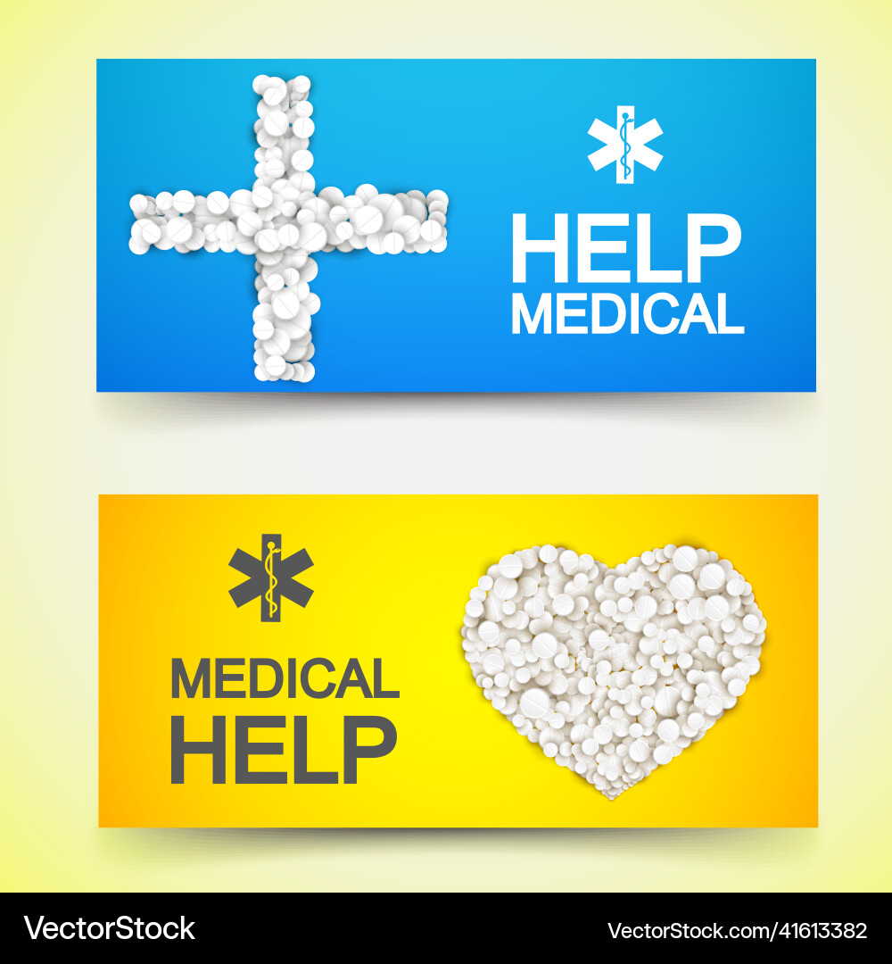 Medical treatment horizontal banners Royalty Free Vector