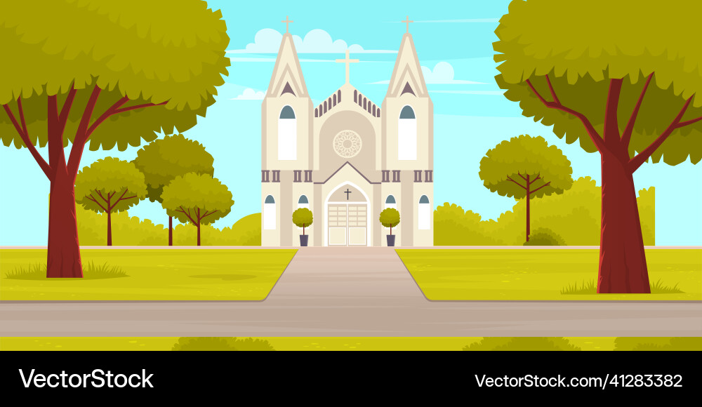 Old catholic church cartoon classic Royalty Free Vector