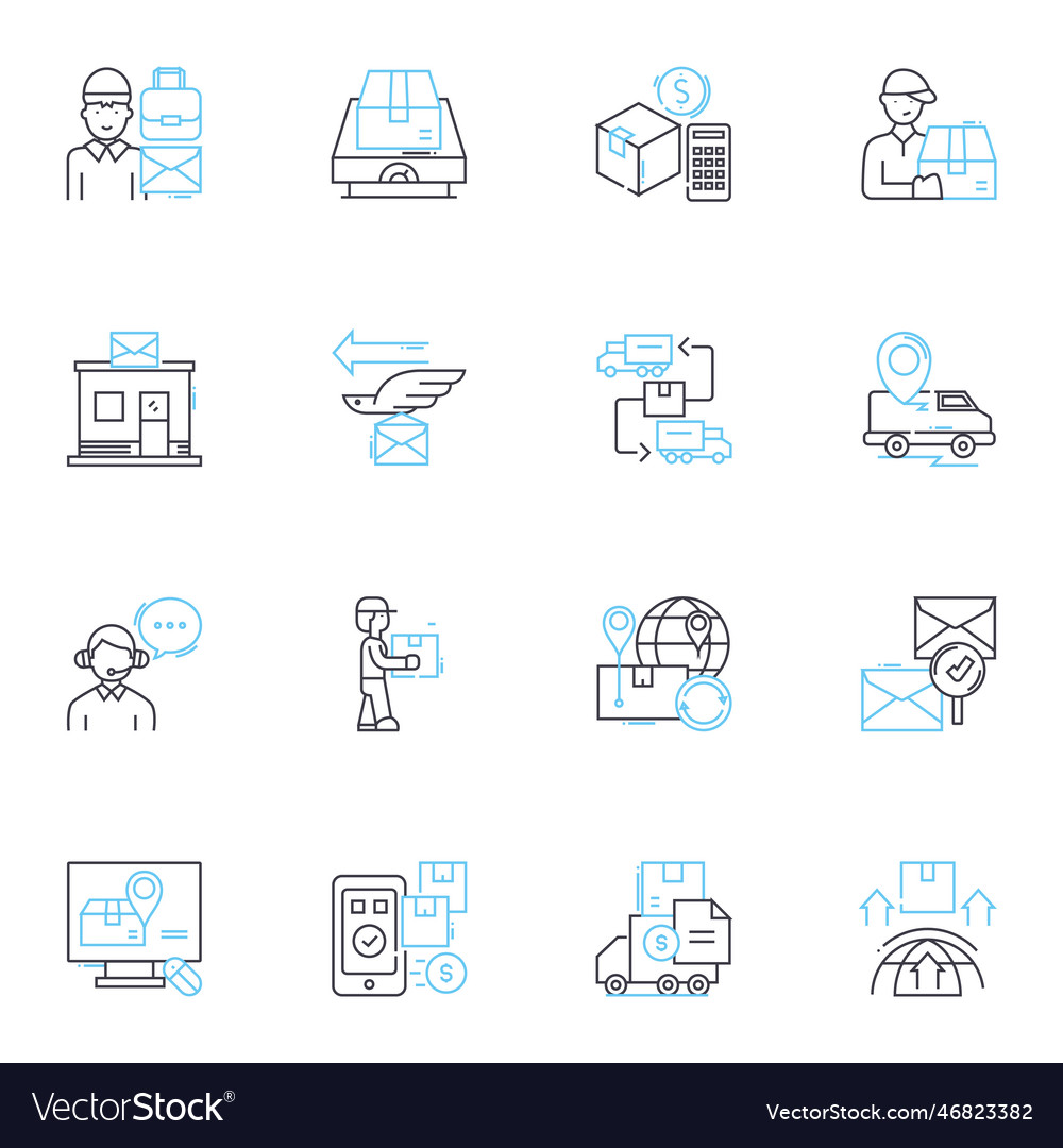 Parcel linear icons set delivery shipping mail Vector Image