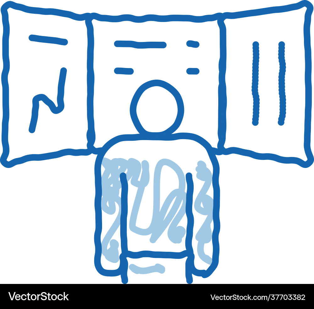 Promotion board and observing person doodle icon Vector Image