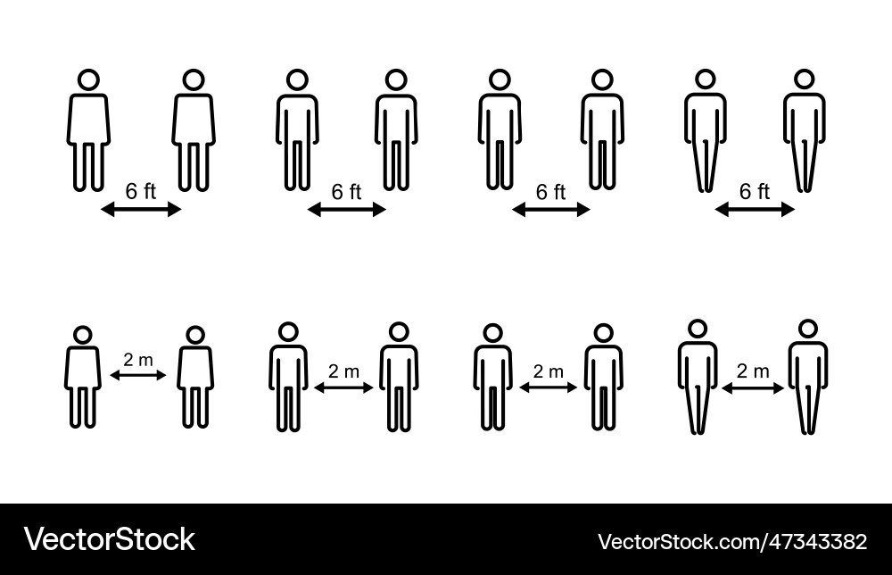 Social distance icon set distancing icon Vector Image
