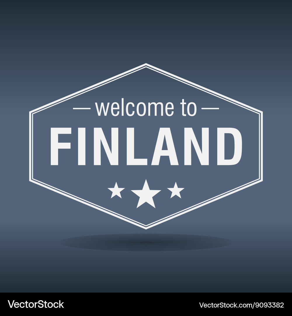 Welcome to finland hexagonal white vintage label Vector Image