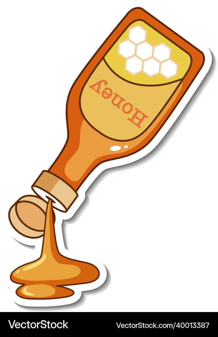 A sticker template with honey bottle isolated Vector Image