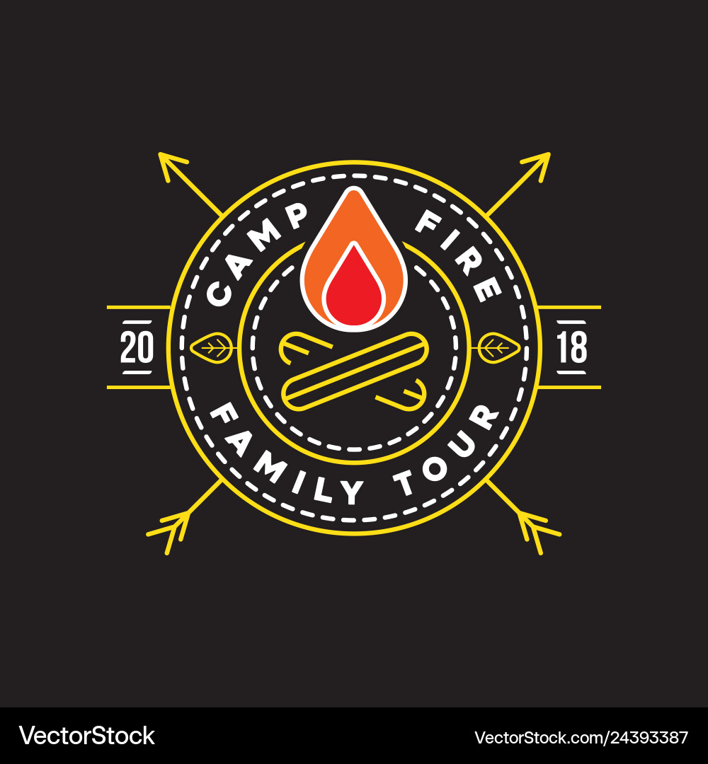 Camp logo with campfire camping scout symbol Vector Image