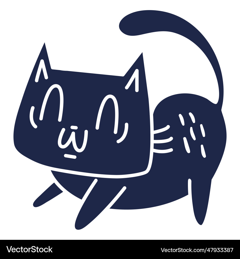 Cartoon cut out cute cat Royalty Free Vector Image