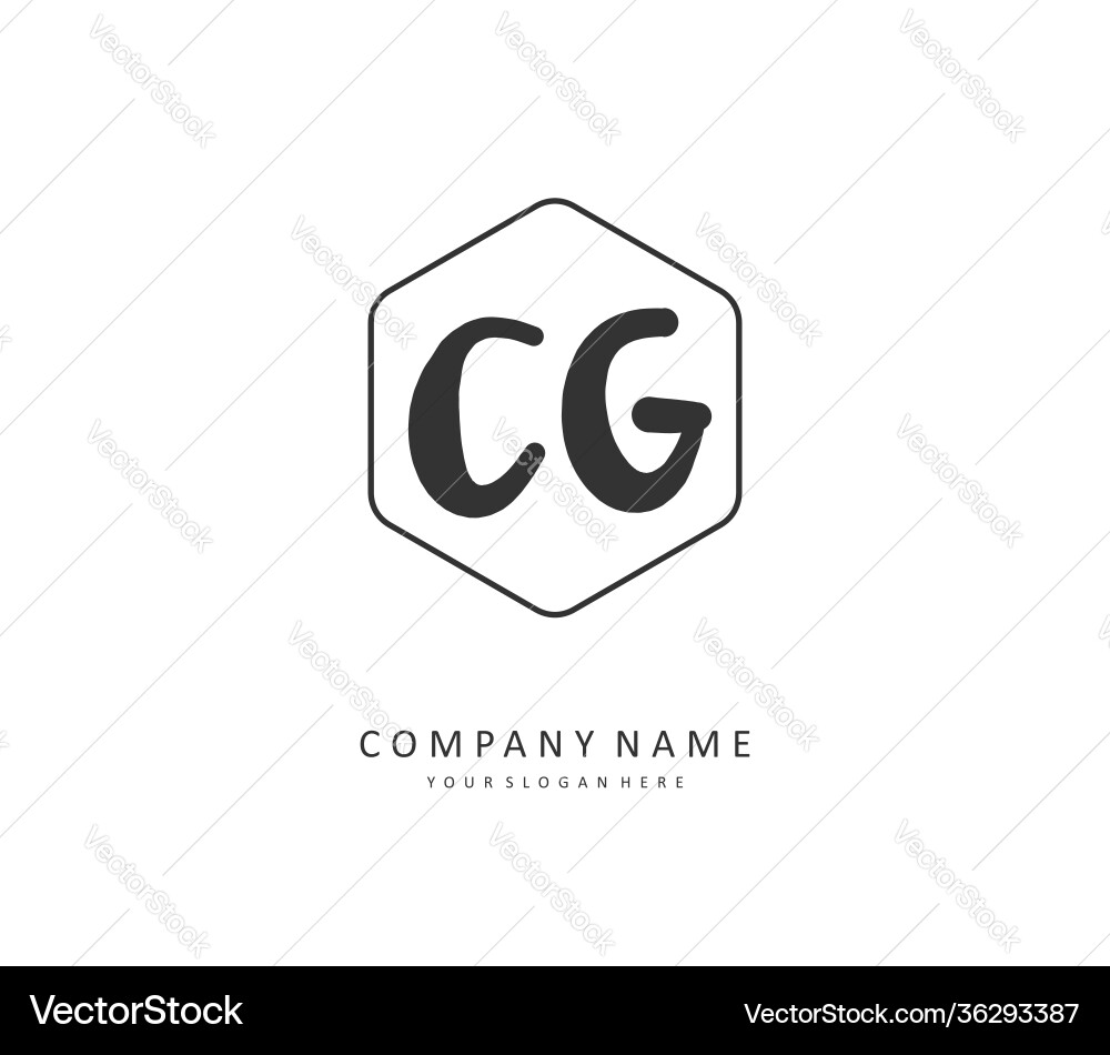 Cg initial letter handwriting and signature logo Vector Image