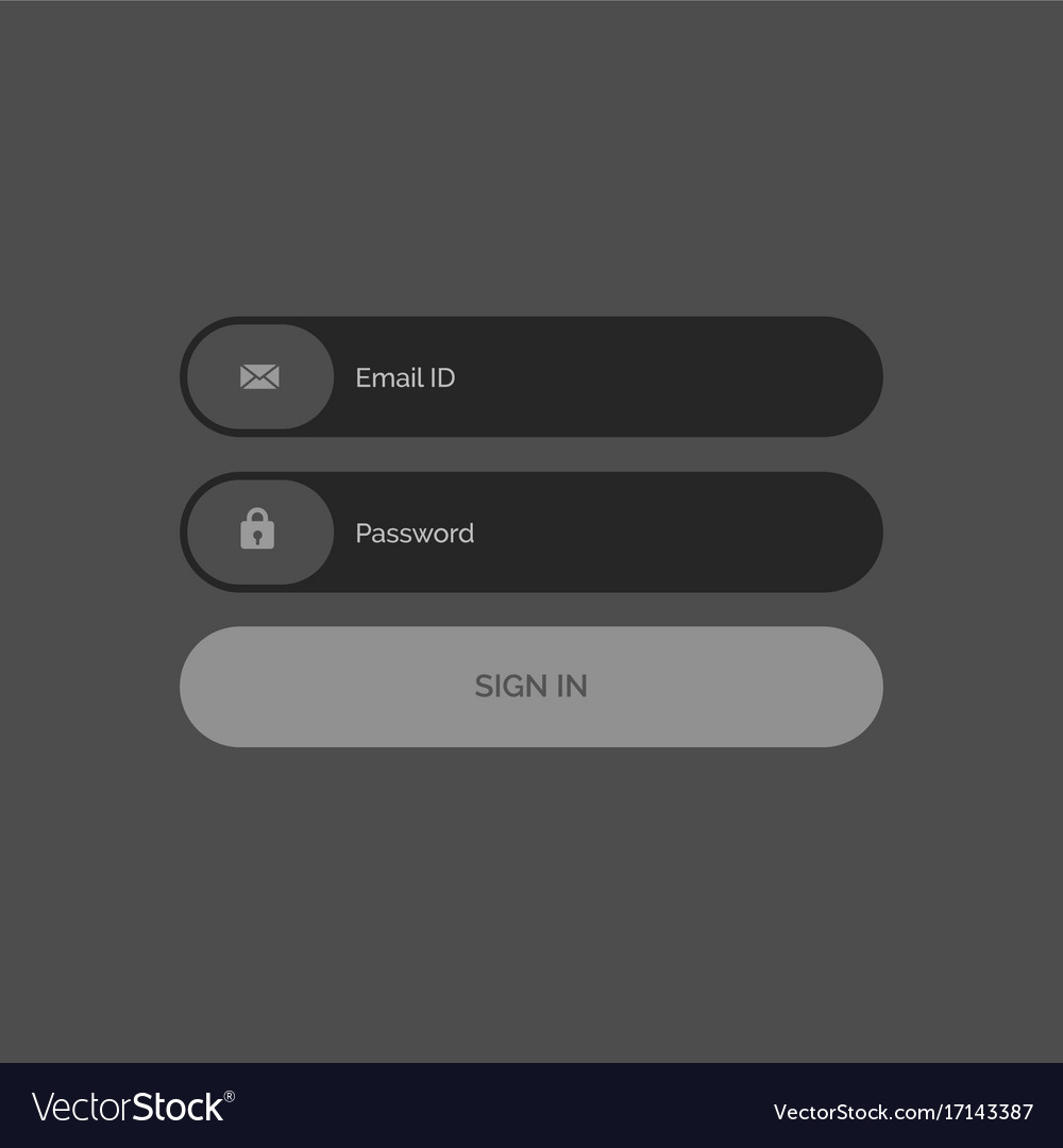 Dark ui template design for login form Royalty Free Vector Dark ui template design for login form Royalty Free Vector