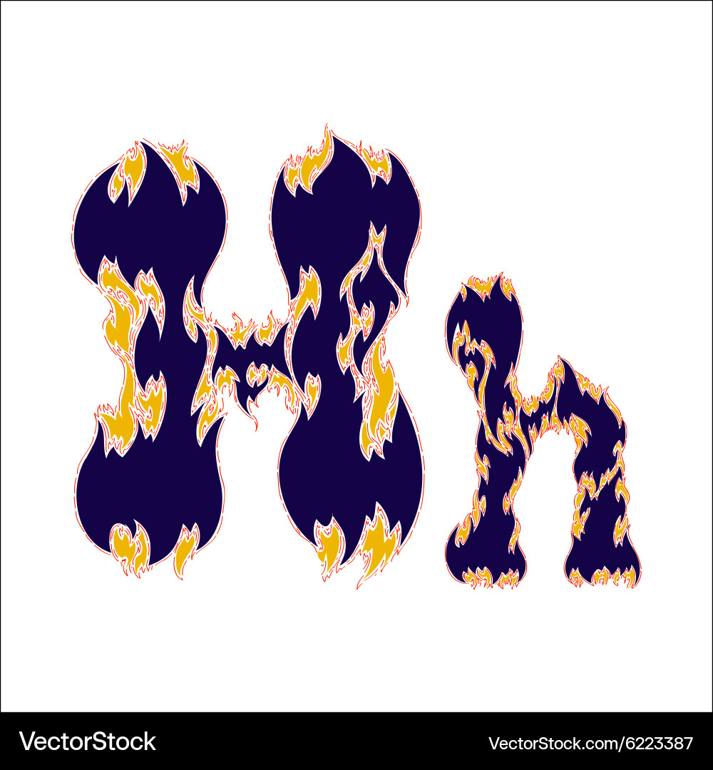 Fiery font blue letter h on a white background Vector Image