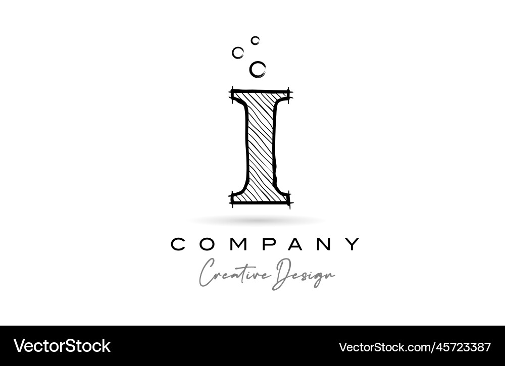 I black white alphabet letter logo icon Royalty Free Vector
