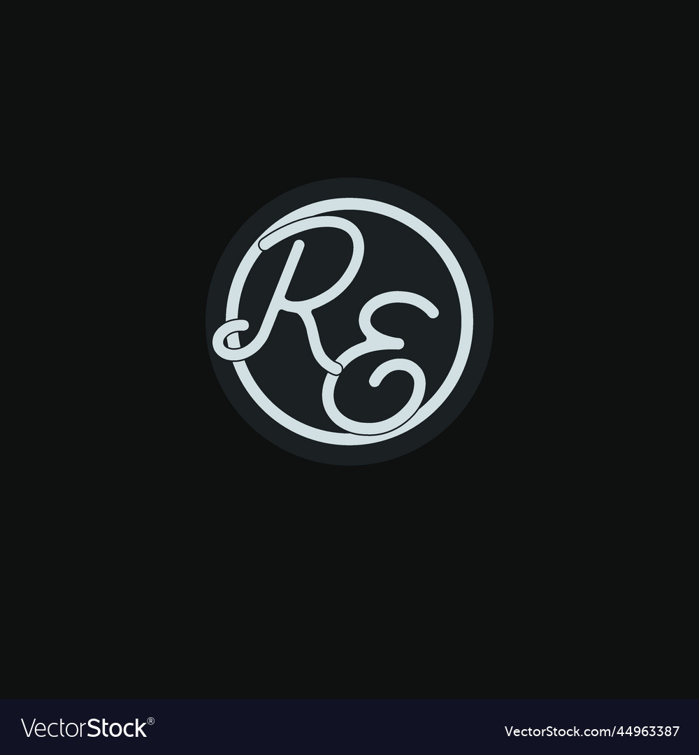 Initials re logo monogram with simple circle line Vector Image