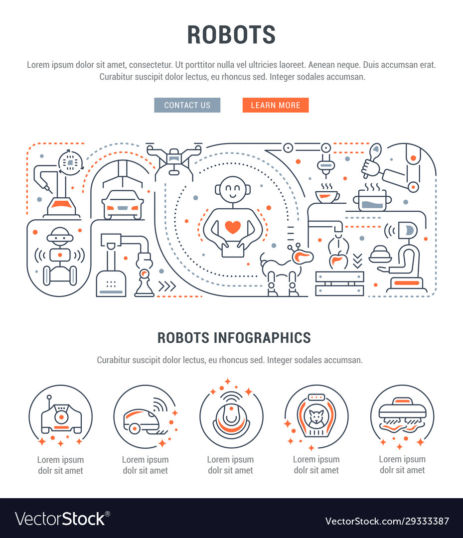 Linear banner robots Royalty Free Vector Image