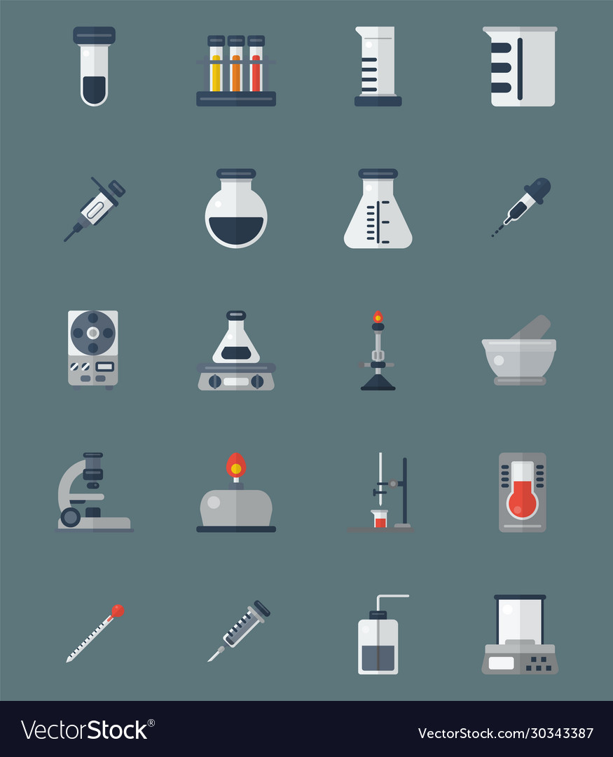 Science flat icon set Royalty Free Vector Image