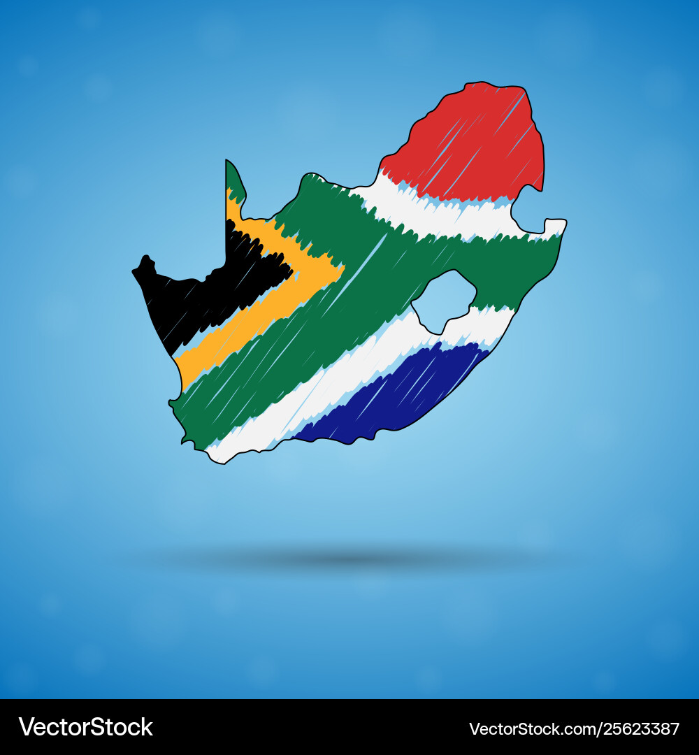 Scribble map south africa sketch country Vector Image