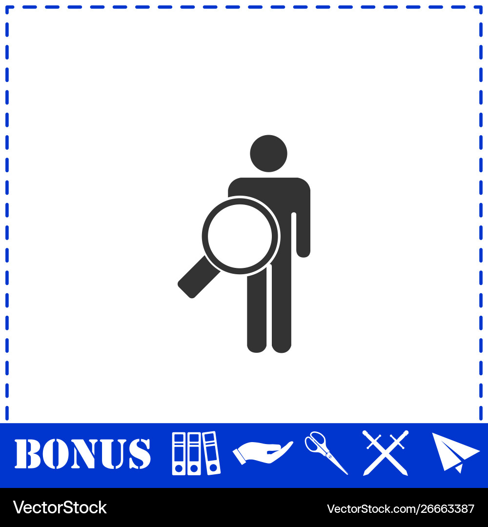 Search person icon flat Royalty Free Vector Image