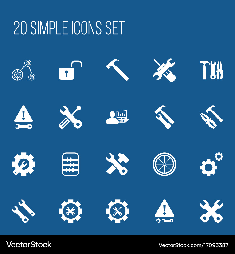 Set of 20 editable tool icons includes symbols Vector Image
