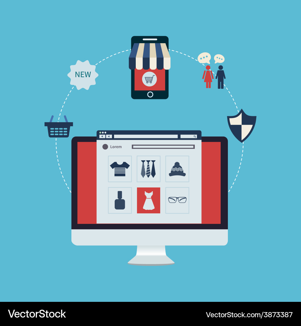 Set of online shopping Royalty Free Vector Image