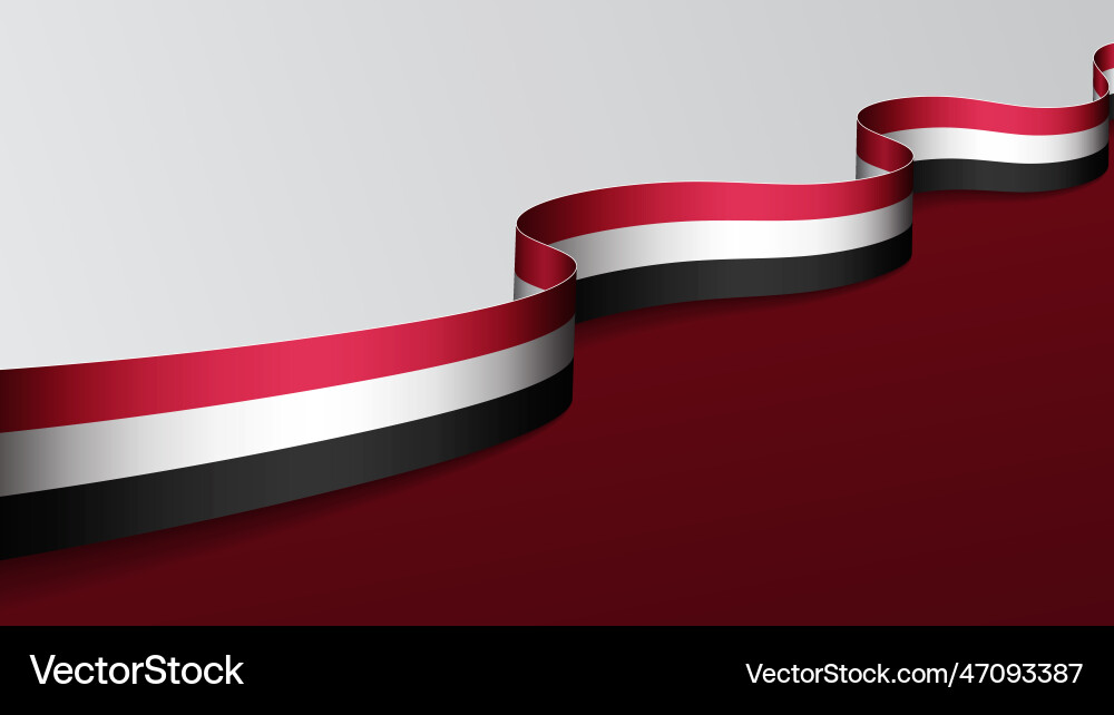 Yemen ribbon flag background Royalty Free Vector Image