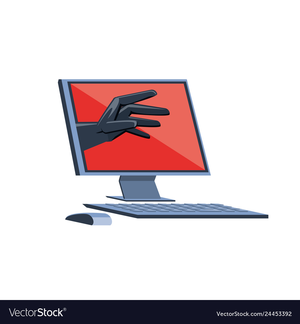 Desktop computer with virus attack Royalty Free Vector Image