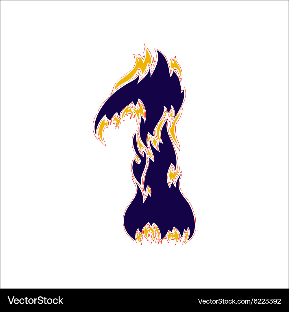 Fiery font blue number 1 on a white background Vector Image