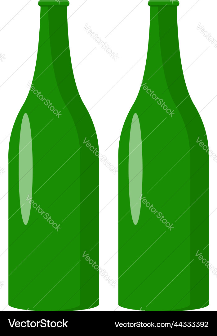 Green glass bottles on a white background Vector Image