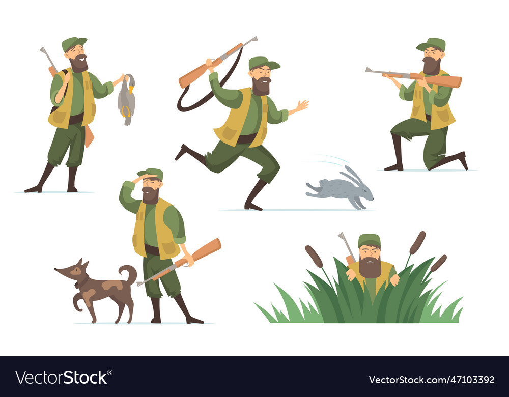 Hunter set Royalty Free Vector Image - VectorStock
