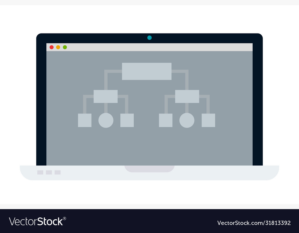Laptop screen with program development elements Vector Image