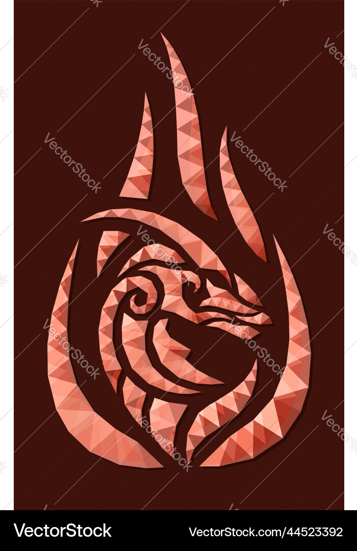 Low poly art with red flaming dragon head Vector Image