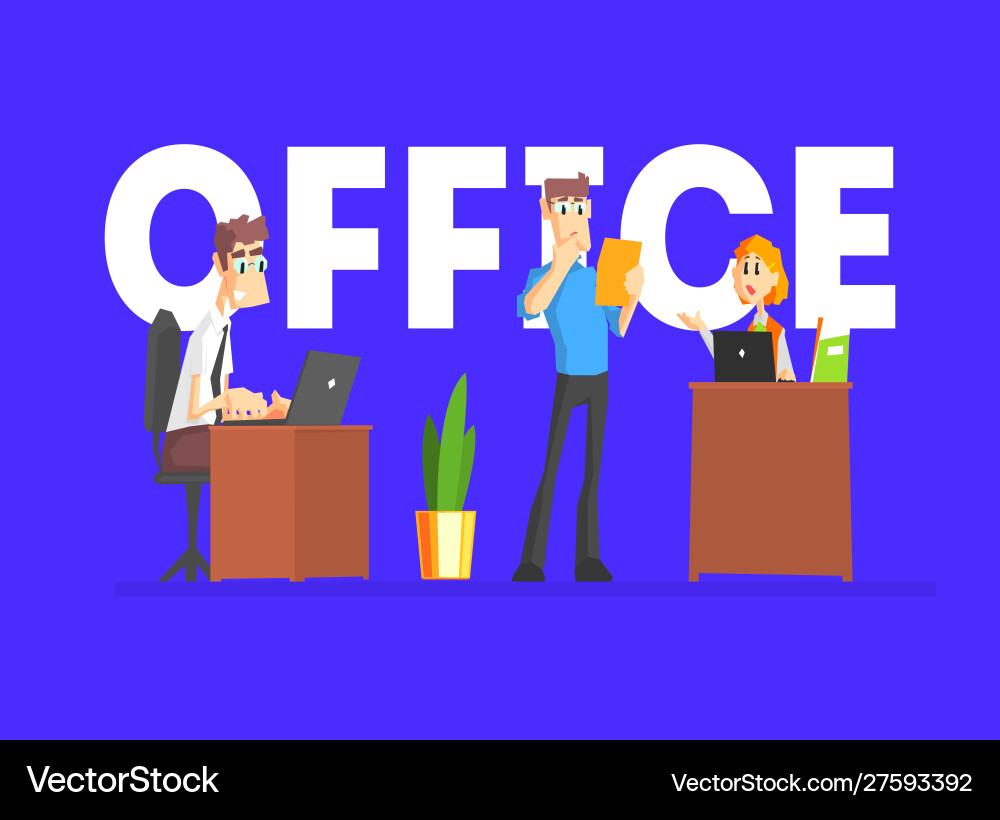 Office workers and inscription cartoon Royalty Free Vector