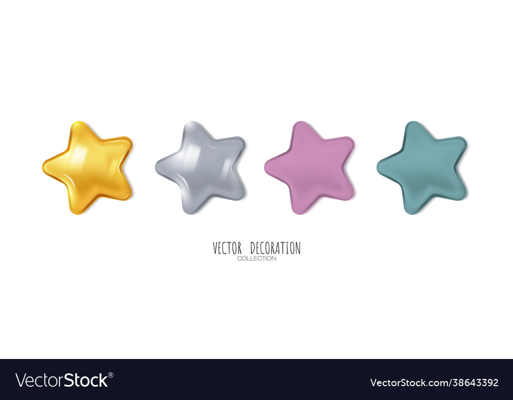 Realistic metallic gold and silver star and matte Vector Image