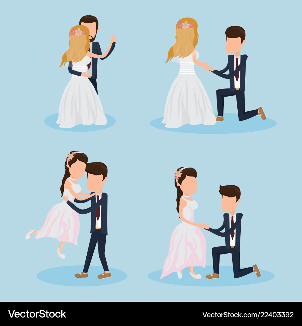 Set of wedding couple Royalty Free Vector Image