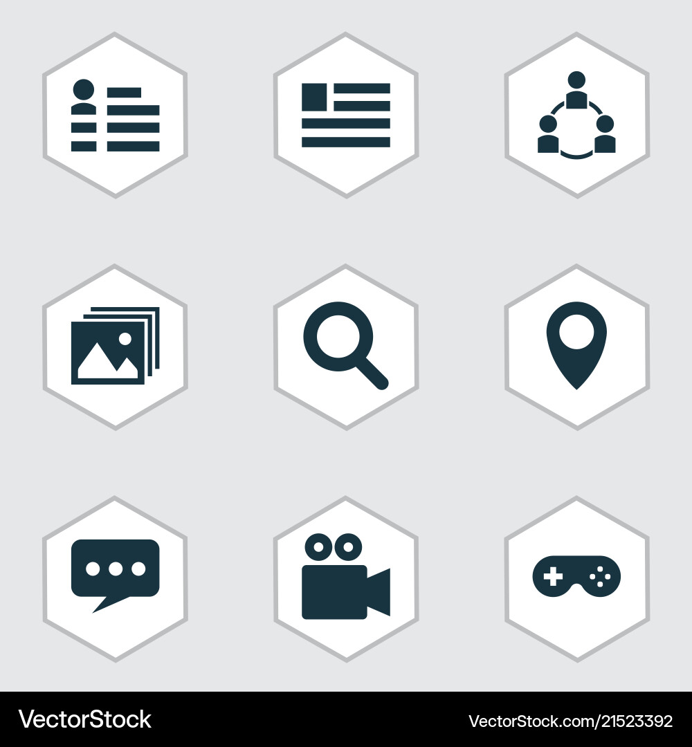 Social icons set with location page chat Vector Image