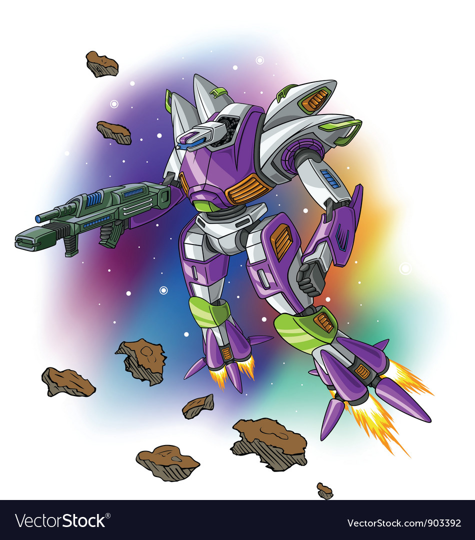 Space flying robot Royalty Free Vector Image - VectorStock
